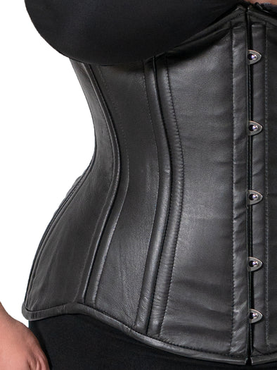 Plus Size Black Leather Corset - CS-345 | Orchard Corset