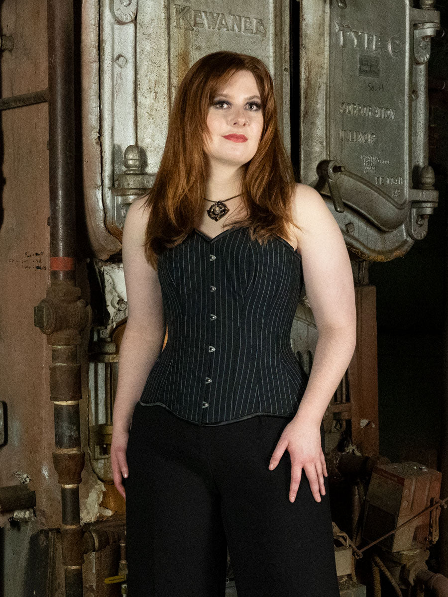 Timeless Black Pinstripe Corset Top for Work or Play CS-511 | Orchard ...