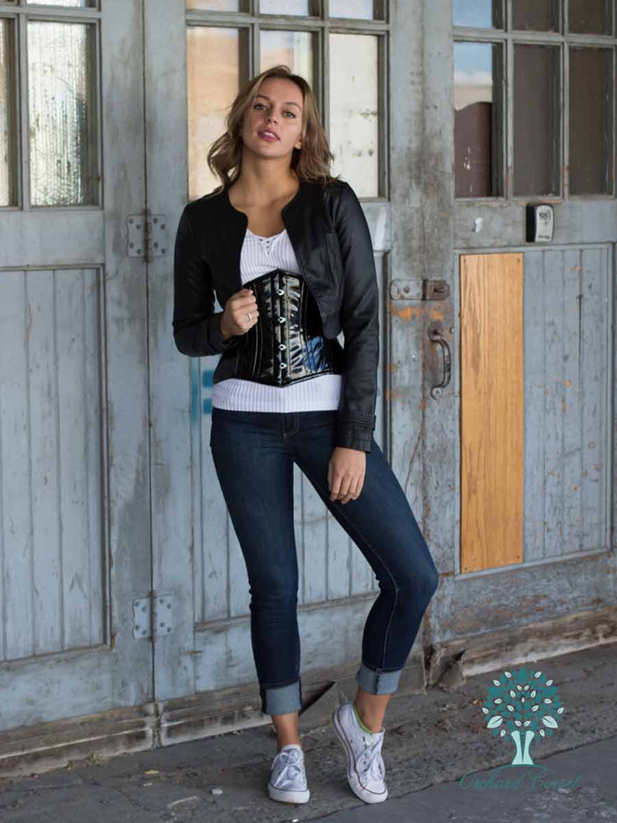 Black Sleek PVC Latex Steel Boned Sexy Corsets CS-426 | Orchard Corset