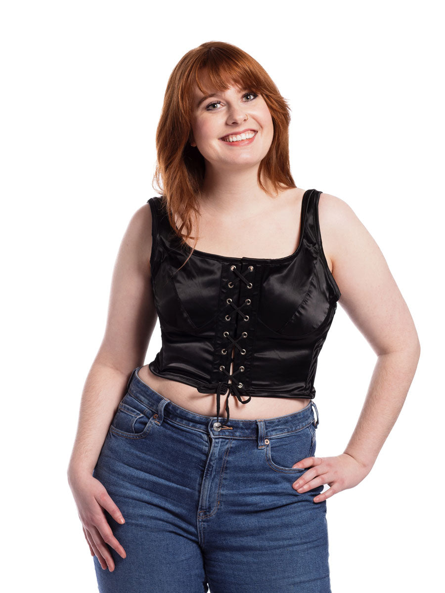 Paris Front Laced Black Corset Top | Orchard Corset