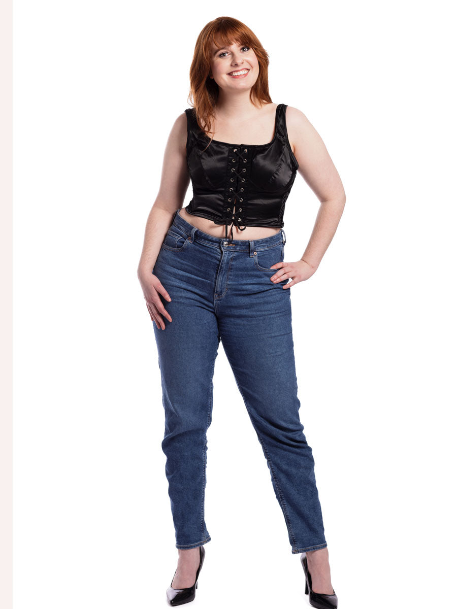 Paris Front Laced Black Corset Top | Orchard Corset